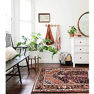 Eden & Co Modern Wall Mounted Coat and Hat Rack – 5 Hooks, Beautiful Wood Entryway Hanger with Pegs - Wooden Bedroom and Bathroom Robe Racks - Durable, Easy Assembly, Classic Design