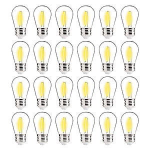 ALAMPEVER LED String Light Bulbs,E26 Bulb for Outdoor String Lights Bulb,24 Pack Waterproof S14 Replacement LED Bulbs，5W,2200K Warm White，Non-Dimmable