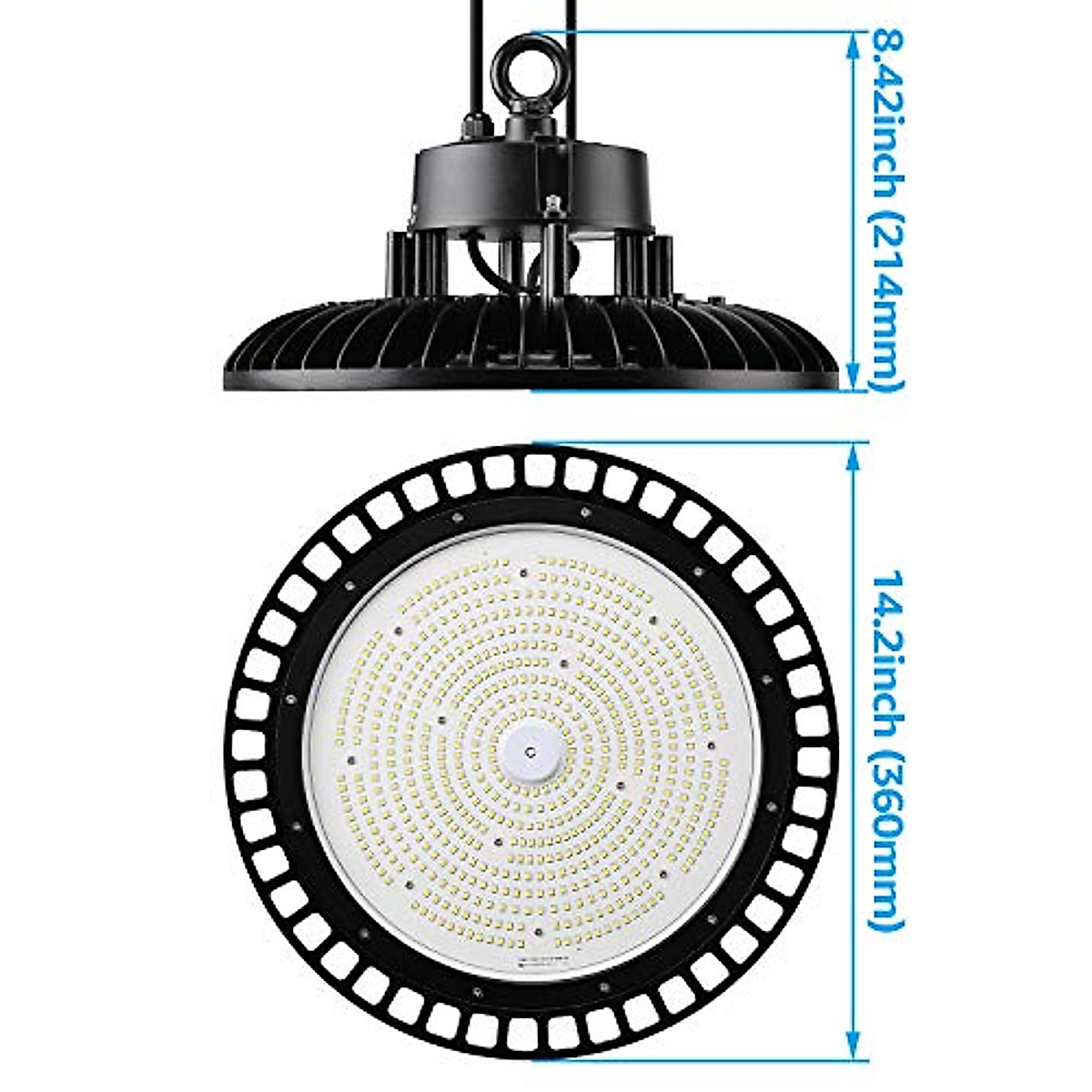 LEONLITE LED High Bay Light 240W 33,600lm 1-10V Dimmable UL Listed 5000K Daylight, 100-277V IP65 Commercial UFO LED High Bay Light for Gym Factory Warehouse Barn