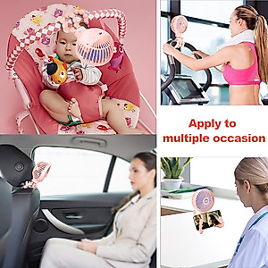 TRELC Mini Handheld Stroller Fan, Personal Portable Baby Fan with Flexible Tripod, 2024 Upgraded Version, Gift for Children, Rechargeable Fan for Office Room Car Traveling BBQ Gym Fan (Pink)