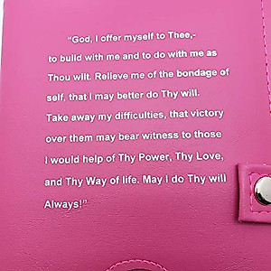 Deluxe Double Alcoholics Anonymous AA Pink Big Book & 12 Steps & 12 Traditions Book Cover with Third Step Prayer Medallion Holder