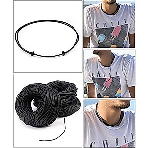 POTESSA Black Leather Cord Choker Necklace Double Knotted Adjustable Necklace Minimalist Jewelry for Women Men Unisex