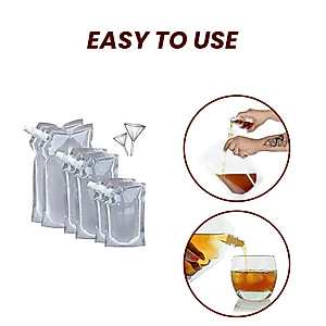 Concealable And Reusable Cruise Hidden bag Kit - Secret Flasks Cruise Liquor Bag Kit SIX (6) Durable Reusable Flasks With 2 Funnels