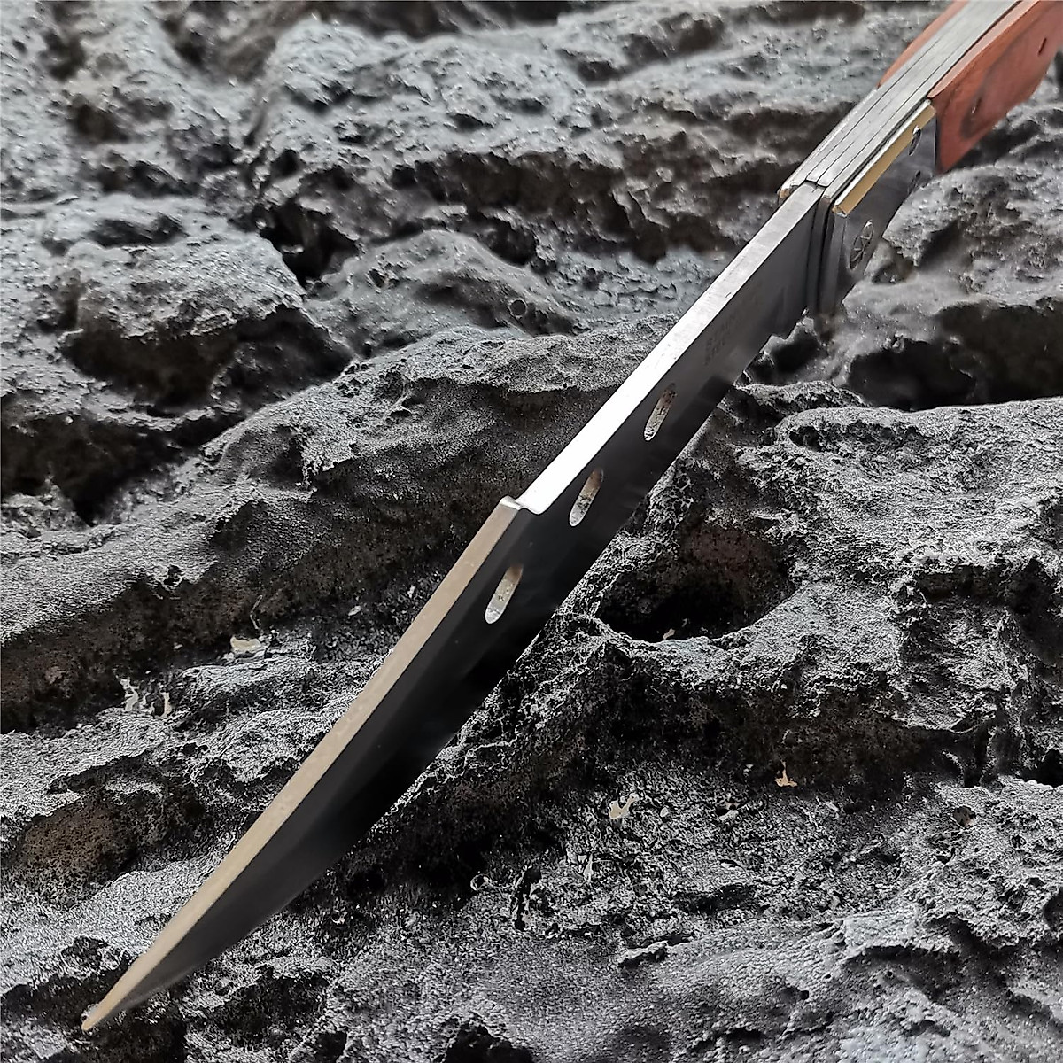 DOOM BLADE Long Blade Pocket Folding Knife - Sharp Survival Work Knives-Foldable Large Knife with Rosewood Handle,Gift for Dad Husband,for Hunting,Hiking,Camping (1 Knife)