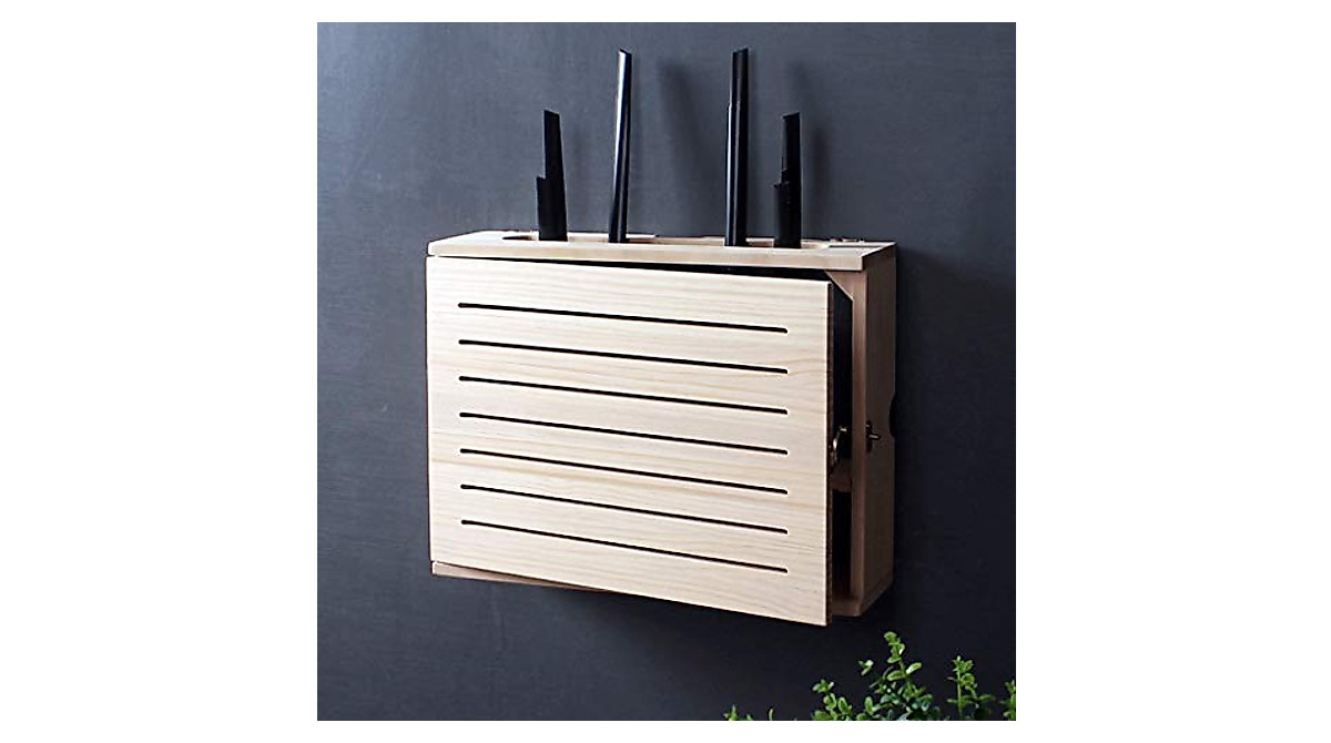 Wood Wall Shelf for Router & TV Accessories Storage