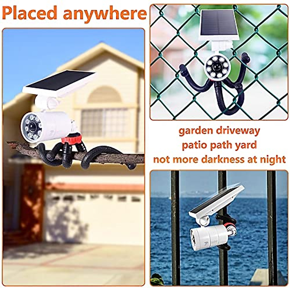 Solar Motion Security Lights Outdoor Camping Aluminum 9W 1400-Lumen (130W Equi.) LED Solar Flood Spot Lights for Patio Path Porch Garden Camp, 100-Week Protection for 100% Free(White)