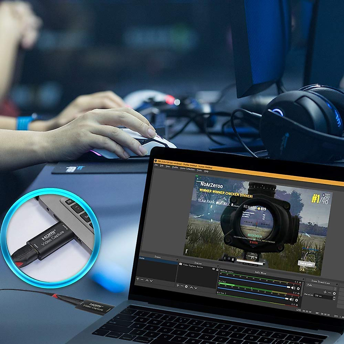 Panoraxy HDMI to USB Capture Card with 3fts HDMI Cable