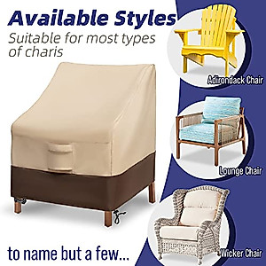 Lafaso Patio Chair Cover for Outdoor Furniture, 600D Heavy Duty Oxford Cloth Chair Covers Waterproof, Heavy Duty Deep Seat Outdoor Chair Cover Set of 4 (Beige/Brown, Large)