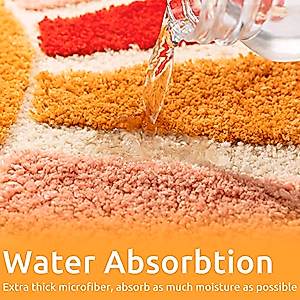 NOTASA Boho Bathroom Rugs Half Circle Bath Mat Cute Bohemian Bath Rug for Bedroom Large Carpet Home Decor Non-Slip Semi Round Shower Rug Funny Washable Indoor Floor Door Mat Sun Retro 20x37inch