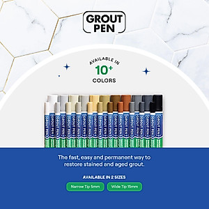 Grout Pen Black Tile Paint Marker: Waterproof Grout Paint, Tile Grout Colorant and Sealer Pen - Black, Narrow 5mm Tip (7mL)