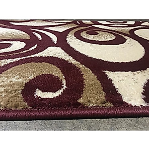Bellagio Modern Door Mat Contemporary 256,000 Point Area Rug Burgundy Swirl Design 341 (2 Feet X 3 Feet 4 Inch )