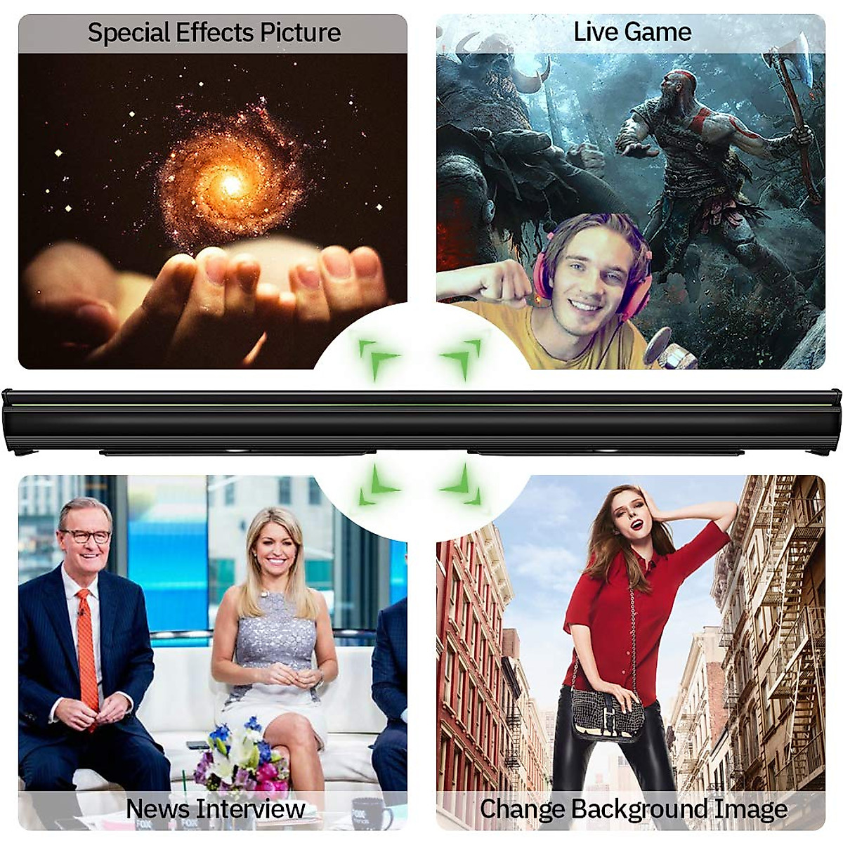 ZUOCHEN Green Screen Backdrop 3.6x6.6FT Portable Collapsible Chromakey Background Panel with Solid Aluminium Shell, Pull Up Wrinkle-Resistant Fabric for Twitch Streaming, YouTube Videos, Live Game