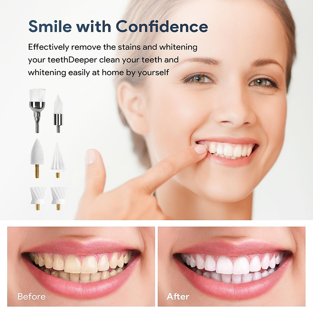 6 Tooth Polisher Replacement Brush Heads，Replacement Heads for Tooth Polisher,Teeth Tartar Remover Accessories,6 Varied Brush Heads Replacement Heads Kit