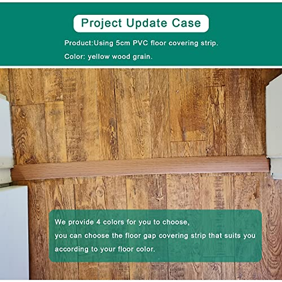 DAILISEN Self Adhesive Vinyl Flat Floor Transition Trim Strip,Wood Floor Gap Cover Strips,for Laminate,Wood to Vinyl,Door,Floor Gap Cover and Joining.Wood Grain,78.7in L x 1.57in W