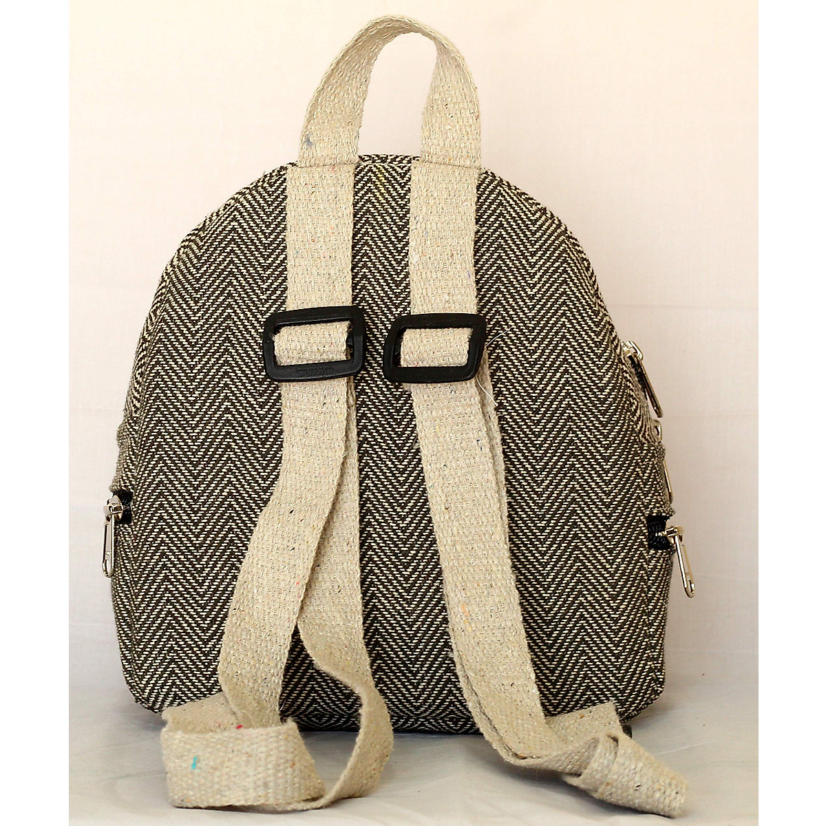 Handmade Hemp Mini Backpack For Women Girls Purse Cute Eco Friendly Light Weight Washable Small Bag for everyday lives (DARKGREEN)