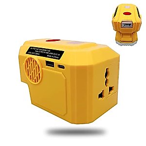 Powered Inverter 200W Inverter DC to AC 110~120V Supply Charger Adapter with USB-C PD3.0, AC Outlet, Type-C Fast Charging, 200LM LED Working Light (Battery Not Included)