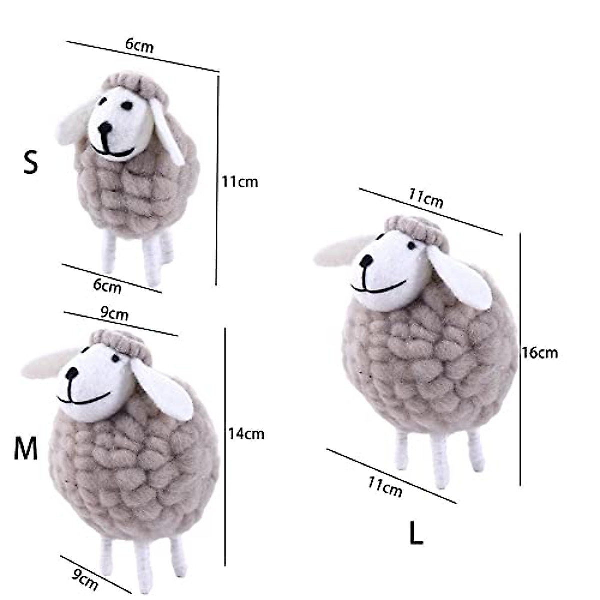Wool Felt Sheep Ornament,Needle Felted Stuffed Ornament,Christmas Hand Made Felt Sheep Ornament,Cute Christmas Tree Ornaments(S,Grey)