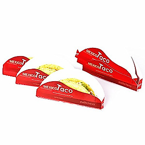 Disposable Taco Holder Taco with Recipes E-BOOK - Perfect For Party and Take Out Restaurant - Durable Paperboard Taco Rack -50 Pack