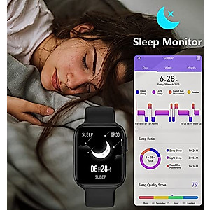 BRIBEJAT BT3 Smart Watch for Men Women Compatible with Samsung iPhone Android Phones (Dial/Answer Calls) 1.7'' 2.5D Screen, Voice Assistant, SpO2/Heart Rate/Sleep Monitor, IP68 Waterproof, Black