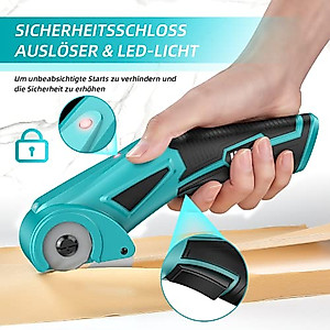 Cordless Electric Scissors Upgraded, Uaoaii 4V Electric Cardboard Box Cutter w/Storage Case, Safety Lock & LED Light, Rechargeable Fabric Cutter Power Rotary Cutters for Leather Felt, Effortless