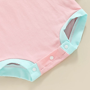 JLKGICF Baby Girl Boy Color Block Sweatshirt Long Sleeve Crewneck Sweater Romper Oversized Onesie Outfit Cute Fall Clothes(D-Green&Orange&Pink, 18-24 Months)