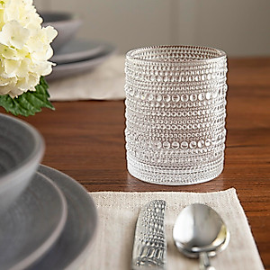 NASONI GLASSWARE - Set of 6, 10 oz Clear Hobnail Drinking Glasses in Luxury Box, Embossed Beaded Drinking Glasses, Versatile Lowball Hobnail Glasses for All Occasions, Vintage Glassware Design