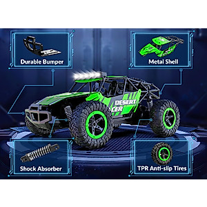 RACENT Remote Control Car, 2.4Ghz High Speed 20KPH RC Cars for Boys, 1:16 Scale All Terrain Monster Truck Off Road RC Truck (Green and Blue)
