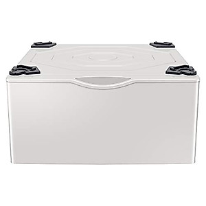 SAMSUNG 27-Inch Washer Dryer Pedestal Stand w/ Pull Out Laundry Storage Drawer, Stainless Steel, WE402NE/A3, Ivory