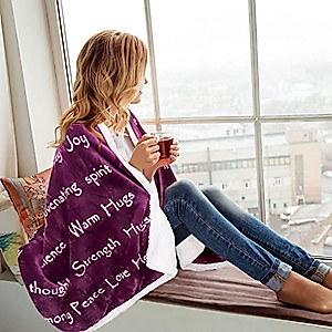 LONGTM Healing Positive Blanket, Gift for People Need Hug Strength Company - Purple 50 x 60 Inch