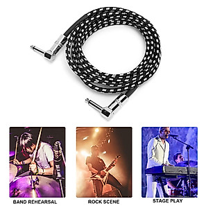 Hilitand Guitar Cable - 6.35MM Male Head Audio Guitar Cable 10ft Electric Guitar Amplifier Cord - Right Angle to Right Angle 1/4 Inch Instrument Cable Guitar Amp Cable(Black-White)