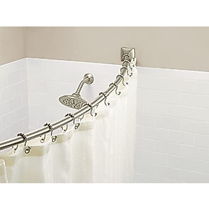 Moen CSR2164BN 72 in. Permanent Mount Adjustable Curved Shower Rod, Brushed Nickel