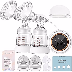 Breast Pump Electric, Wearable Breast Pump Baby Breastfeeding, Strong Suction 4 Mode & 9 Levels, Double|Portable Breast Pump Painless & Low Noise 18|21mm Flanges Fit Different Moms