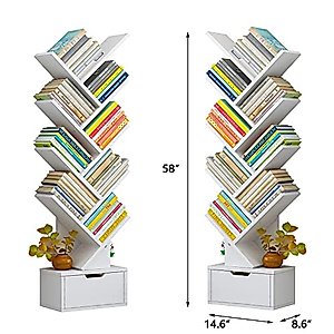 Flydem Tree Bookshelf,Bookshelves,Books Holder, Tree Bookcase,Book Organizer,Book Rack,Organizer for Books,Kids Bookshelf,Small Bookshelf for Small Spaces,White Bookcase/Bookshelf(White)