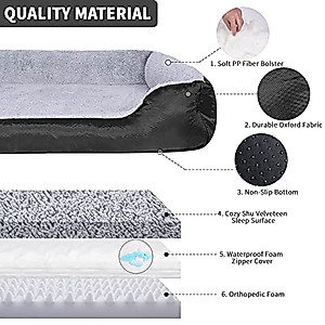 XueMi Orthopedic Dog Beds for Large Dogs, Washable Dog Beds with Soft Removable Cover, Waterproof Lining Medium Large Pet Dog Beds Couch with Non-Slip Bottom