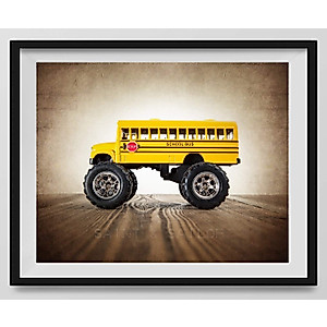 Vintage Monster Truck Photo"Monster School bus", Boys room Wall art, Photo Decor, Monster truck room, Nursery decor, Kids Room Wall Art.