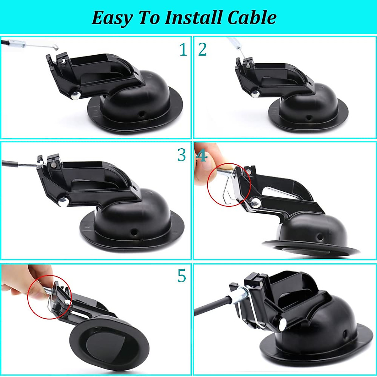 ttmagic Universal Heavy-Duty Metal Sofa Chair Recliner Release Pull Handle Replacement Parts with Cable, Fits Ashley, Lazy Boy and Most Recliner Sofa Brand, Recliner Handle Size 3" x 3.5"