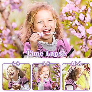 Anesky Kids Camera, Best Birthday for Girls/Boys Ages 3 4 5 6 7 8 9 10 11 12, Kids Digital Camera for Toddler with Video, Toy Camera for 3-12-Year-Olds Kids with 32GB Card - Purple