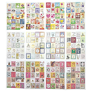 ALIMITOPIA Adhesive Sticker,12 Sheets(240pcs) Stamp Shape DIY Decorative Paper Paster Ornament Mark