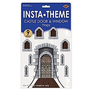 Beistle Printed Castle Door and Window Props, 16" to 5' 4", 9 Pieces In Package