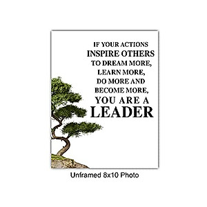 Office Wall Art Decoration Set - Motivational Decor - Leadership Saying - Gift for Boss, Manager, Team Leader, Coach, Teacher, Entrepreneur - Inspirational Quote Poster Print - Unique Photo 8X10 Set
