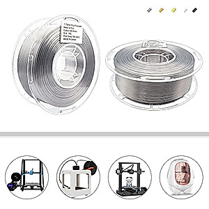 Set of 5 Silk PLA Filament Rolls - More Soft Less Fragile 1.75mm Diameter 2.2 LBS 3D Printing Filament Large Spool for 3D Printers (Black, White, Gold, Silver, Yellow Colors)