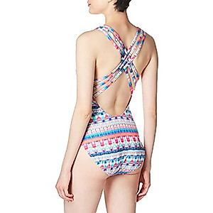 La Blanca Women's Standard Multi Strap Cross Back One Piece Swimsuit, Bird of Paradise//Global Jive, 6