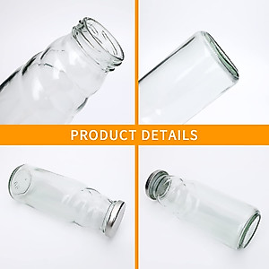 Accguan Glass Bottles,11 oz Water Bottle with Leak-proof Screw Cap, Ideal for Jam, Honey, Wedding Favors, Shower Favors, DIY Magnetic Spice Jars, 20 PACK