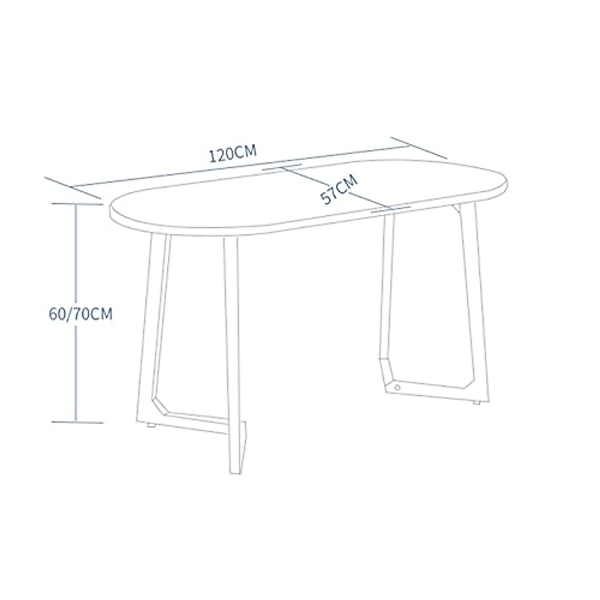 Large Dining Table, Solid Wood Kitchen Tables 120cm Oval Side Table with V-shaped Legs Sturdy Coffee Table for Cafe, Dining Room and Office, Easy Assemble(Size:120 * 57 * 60CM,Color:C)