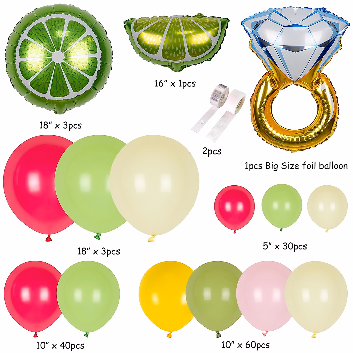 Generic Bachelorette Party Decorations, 18"" 10"" 5"" Bachelorette Balloon Arch with Lemon Ring Balloons for Bridal Shower Girls Birtdhay Mexican Fiesta Bachelorette Party Decorations