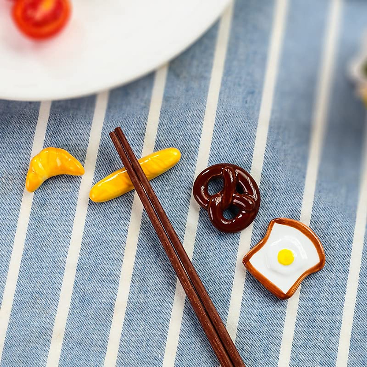 JCYUANI 4Pcs Chopstick Holder Ceramics Chopstick Rest Bread Shape Chopsticks Stand Home Accessories Dinner Server