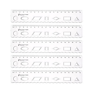 HARFINGTON 5pcs Straight Plastic Ruler 18cm Metric Plastic Clear Measuring Tool Hollow Design with Wavy Line for Classrooms Home Office, Transparent