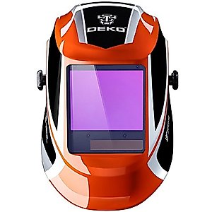 DEKOPRO Welding Helmet Auto Darkening Solar Powered wide viewing field Professional Hood with Wide Lens Adjustable Shade Range 4/9-13 for Mig Tig Arc Weld Grinding Welder Mask