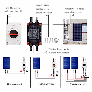 PV Solar Disconnect Switch, LONQ 40 DC Isolator Solar Switch IP66 Waterproof DC1000V 32A 4P Disconnect Switch for Solar Photovoltaic Systems