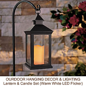 Bright Zeal 2-PACK 14" Black Waterproof Outdoor Lanterns with Flameless Candles and timer - Outdoor Lanterns Battery Powered LED Decorative Waterproof - Black Candle Lanterns Decorative Indoor